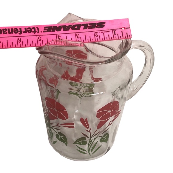 Vintage | Dining | Vintage Clear Glass Floral Pitcher Large Morning ...